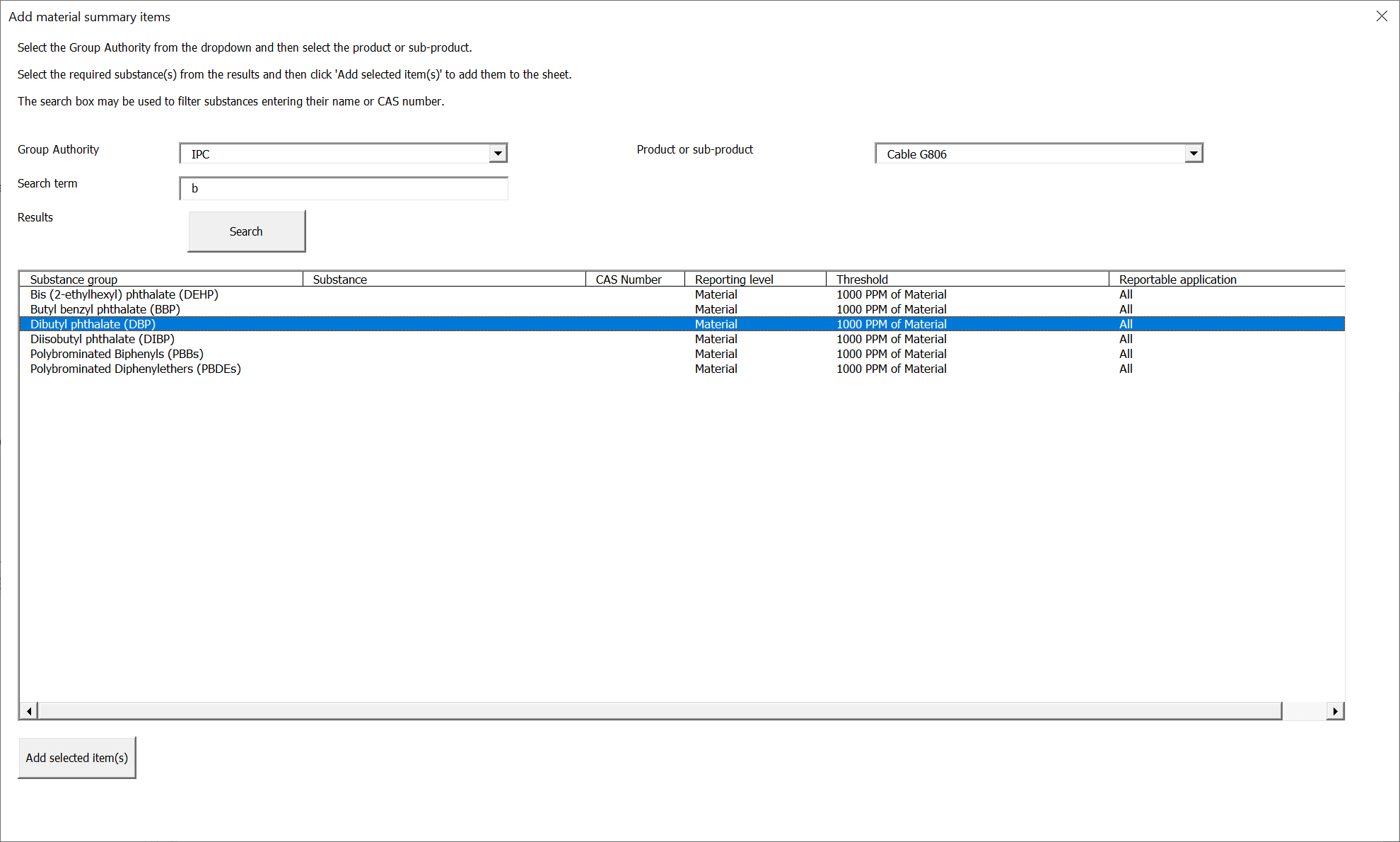 6. Class C - Material Summary